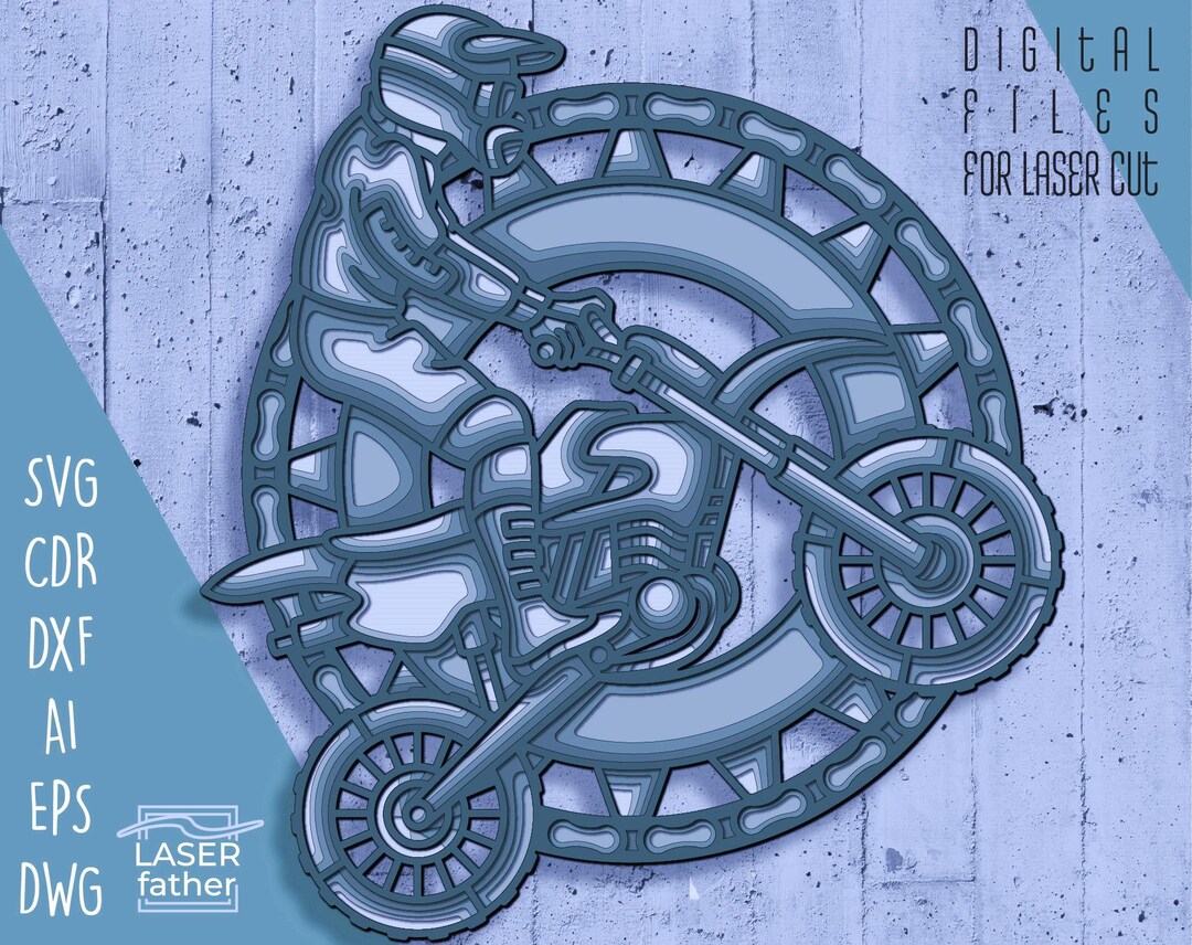 Layered Motocross Design | Ai Cdr Eps Svg Files | Laser Cut Design ...