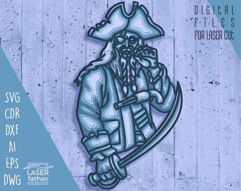 Layered Pirate Design | Ai Cdr Eps Svg Files | 3D Laser Cut | Glowforge ...