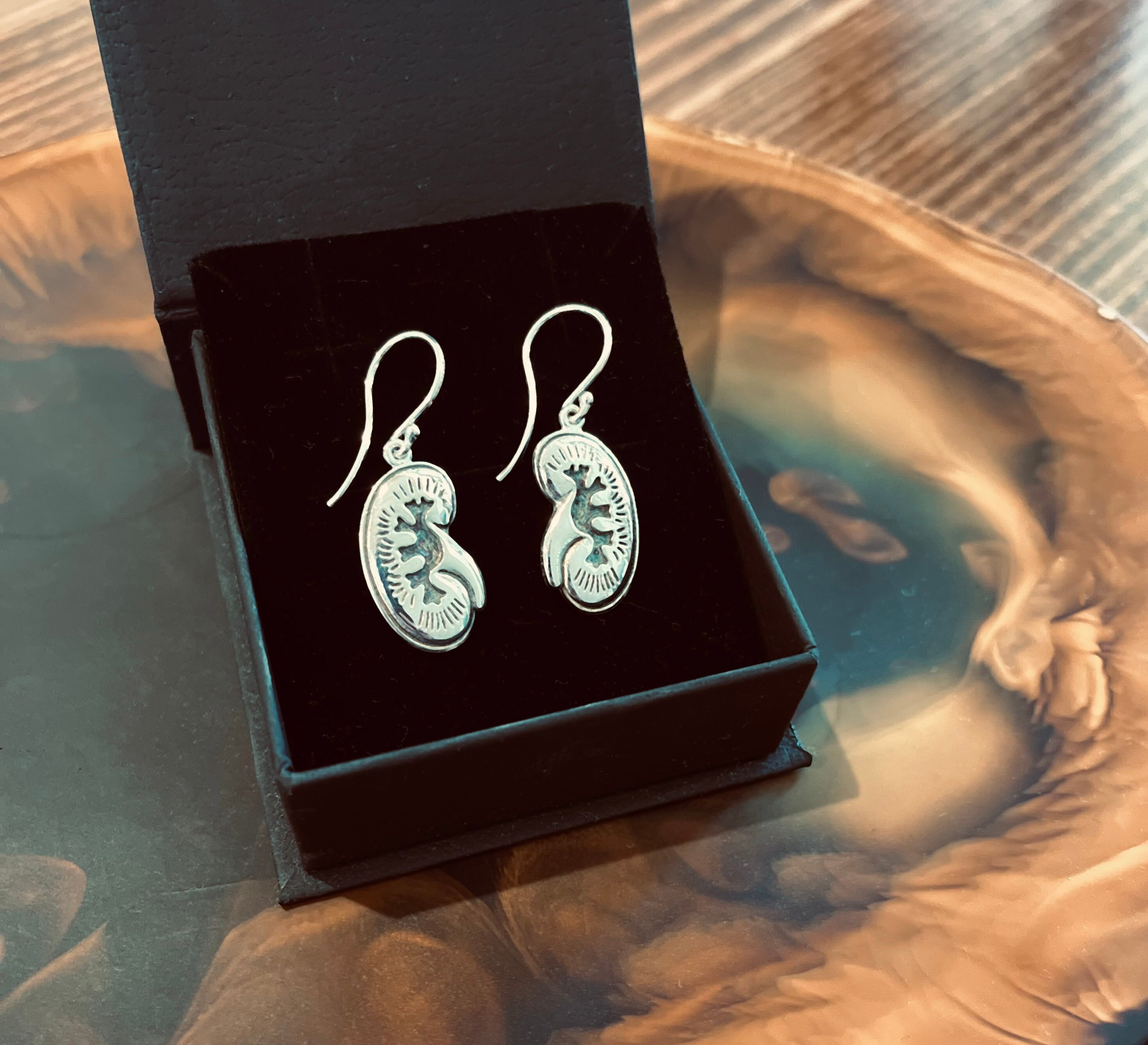 Beautiful Anatomical Kidney Earrings in Solid Sterling Silver With ...
