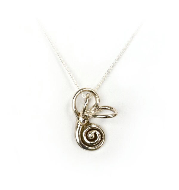 BALANCE Anatomical Inner Ear Cochlea Necklace in Cast Sterling - Etsy