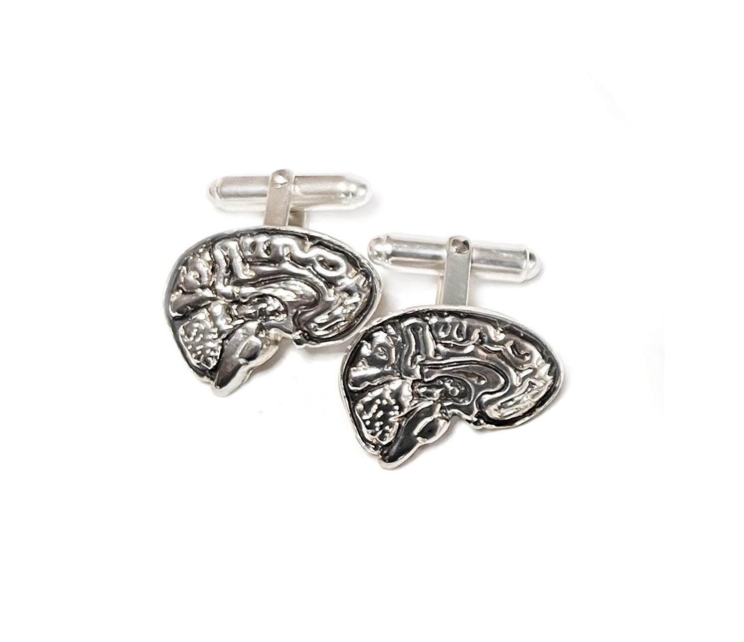 SMART Brain Cufflinks in Solid Sterling Silver - Etsy