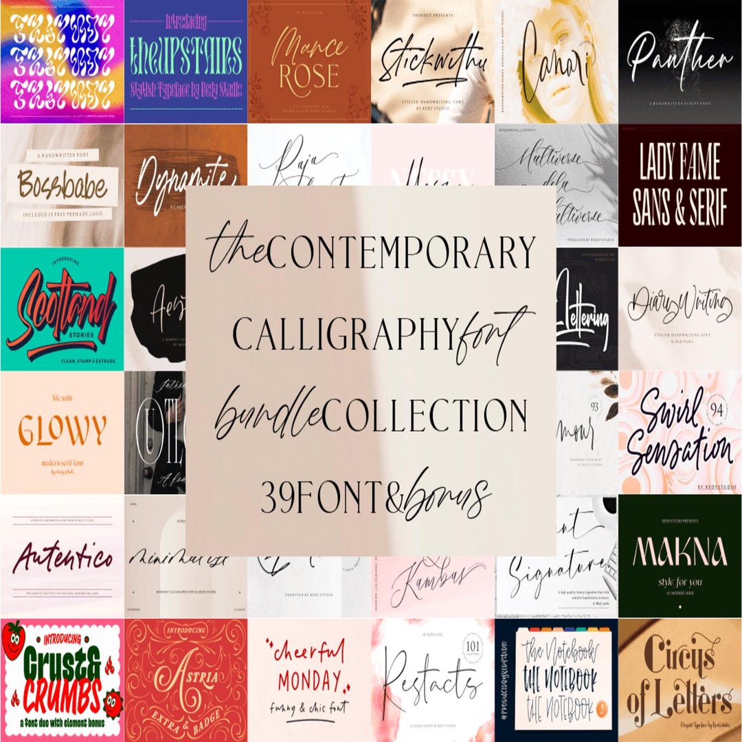 The Contemporary Calligraphy Font Bundle, Handwritten Font, Script Font ...