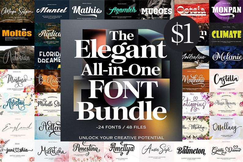 The Elegant All-in-one Font Bundle, Modern Font Bundle, Logo Fonts ...
