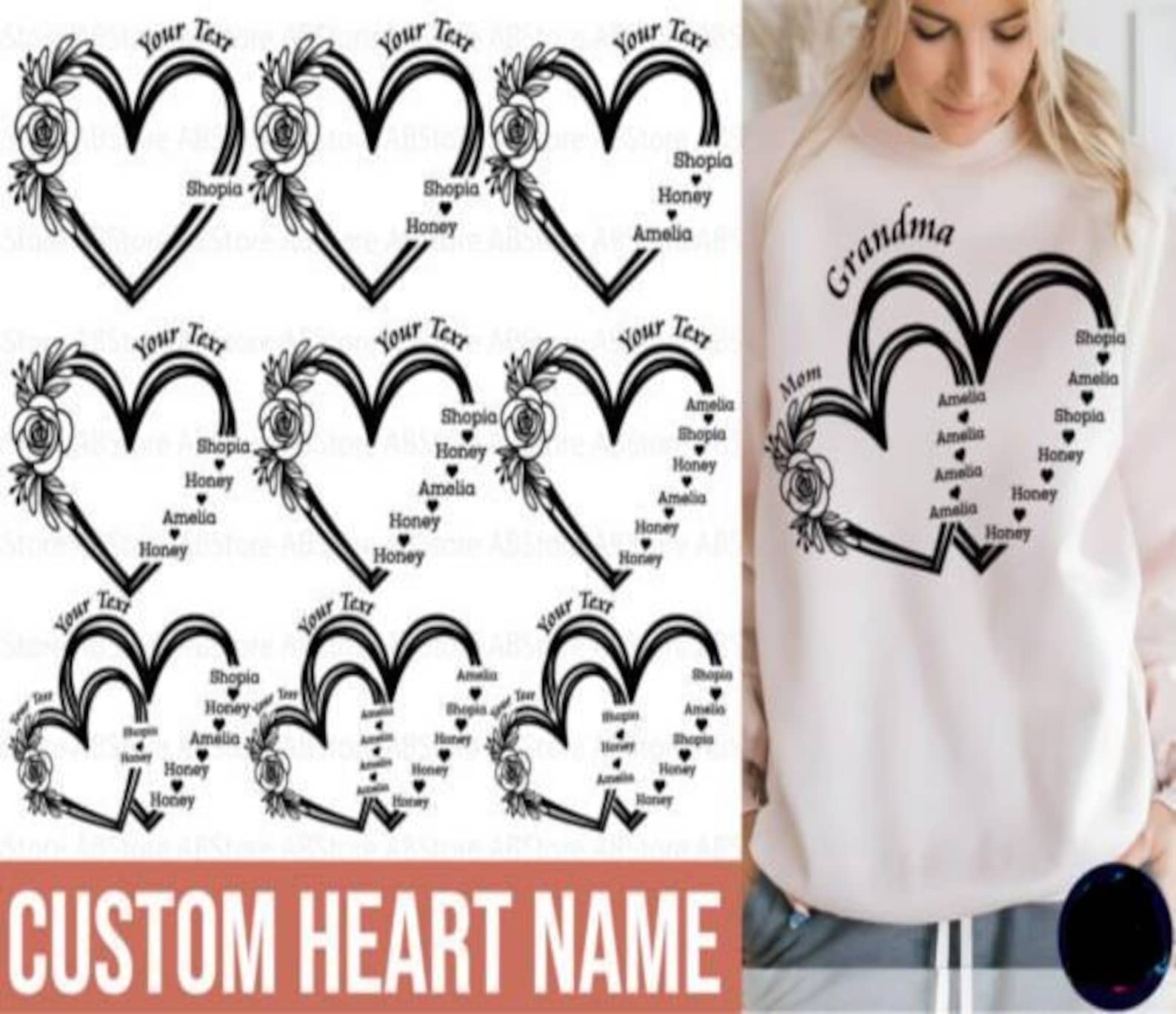Custom Heart Name SVG: Personalized Cut File, Valentine's Day, Love You ...