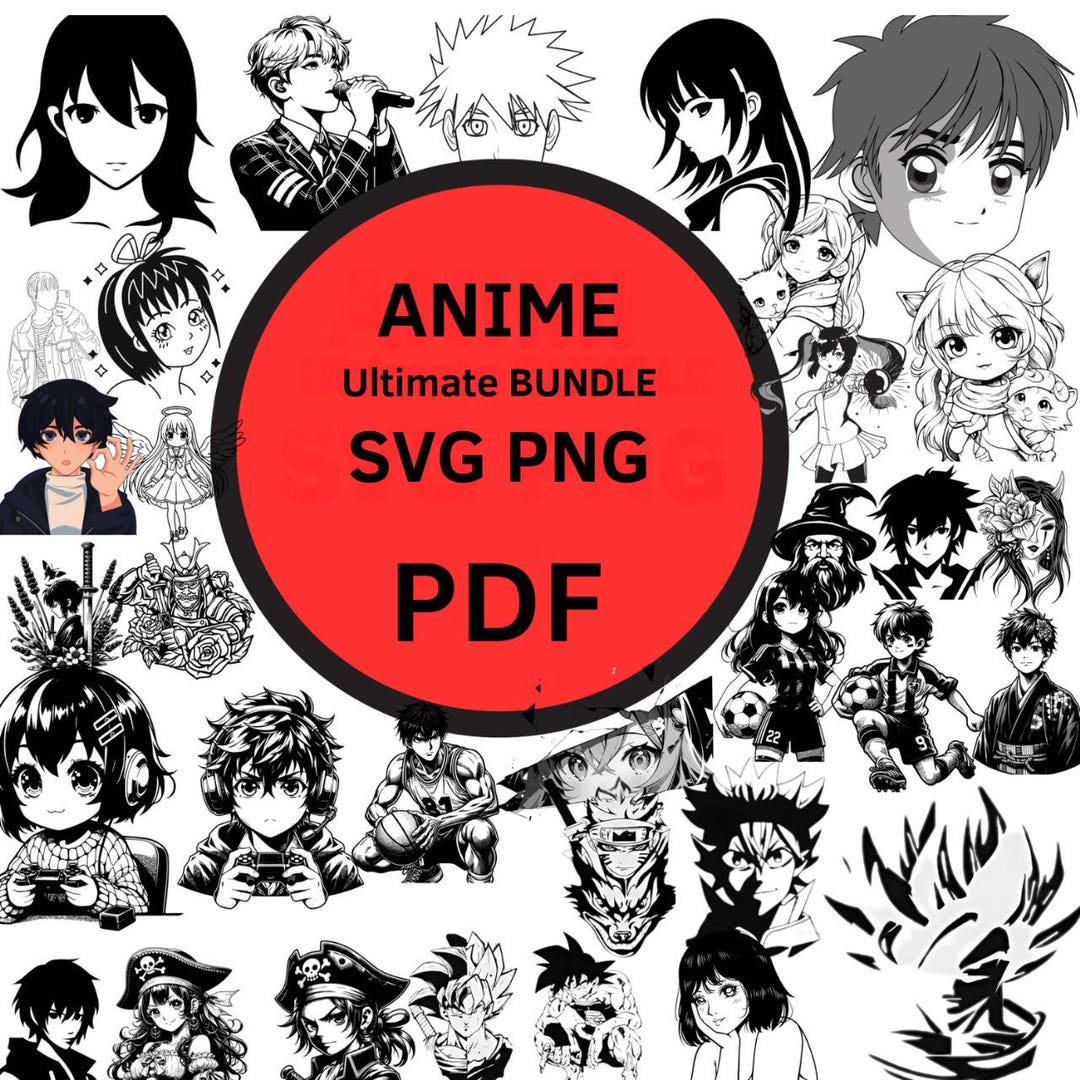 Anime SVG Bundle: Kawaii & Action Graphics, Gift for Kids, Anime Design ...