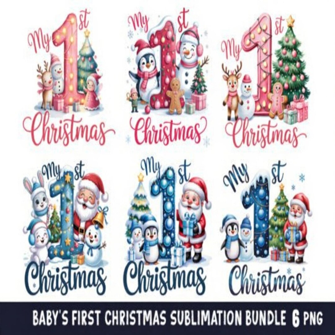 My 1st Christmas Clipart Bundle, Baby’s 1st Xmas Clipart, Sublimation ...