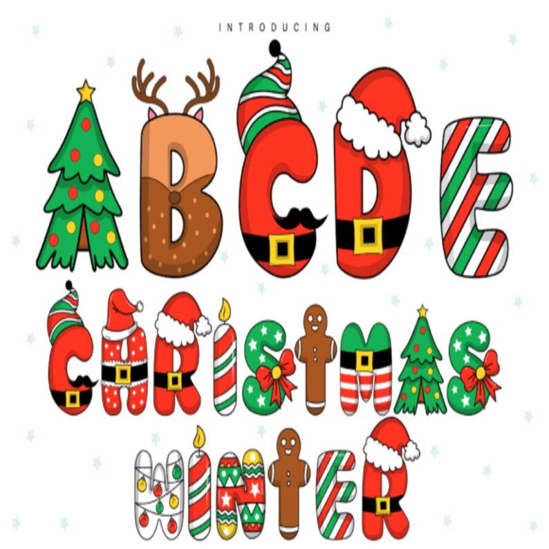 Christmas Winter Font, Card Making, Christmas Letters Clipart,a-z ...