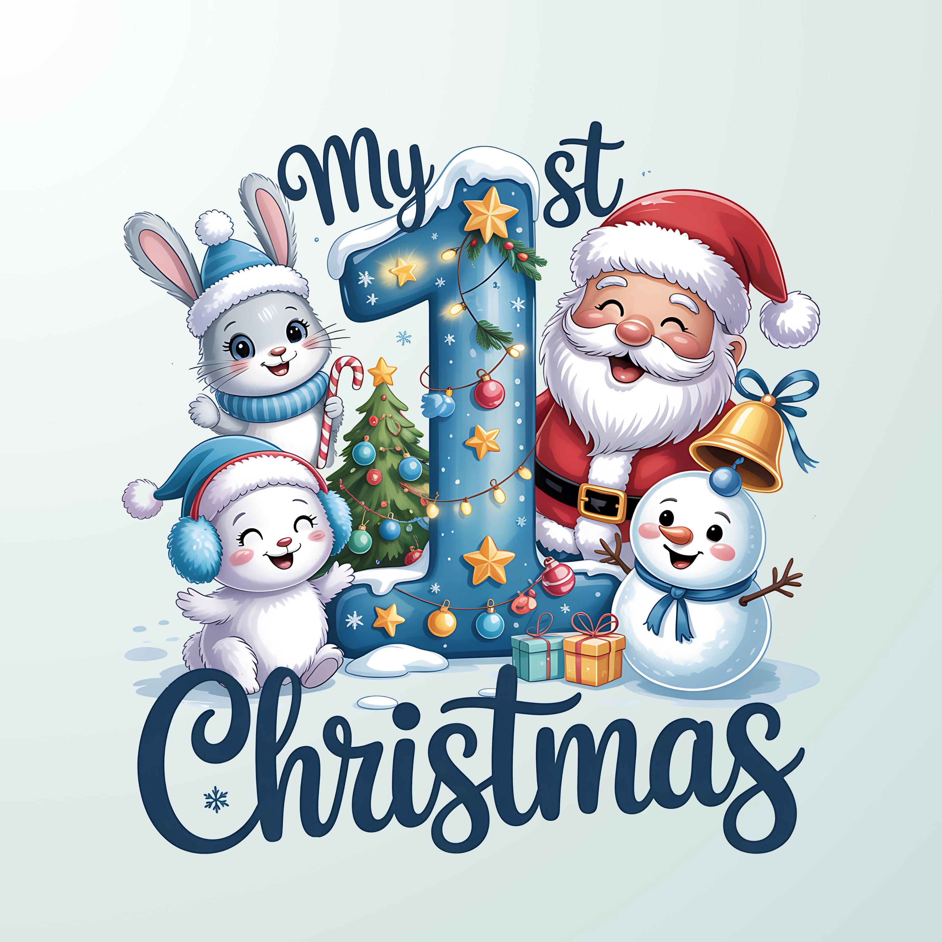 My 1st Christmas Clipart Bundle, Baby’s 1st Xmas Clipart, Sublimation ...