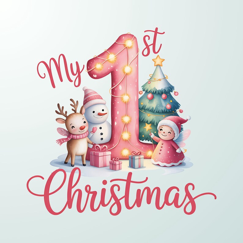 My 1st Christmas Clipart Bundle, Baby’s 1st Xmas Clipart, Sublimation ...