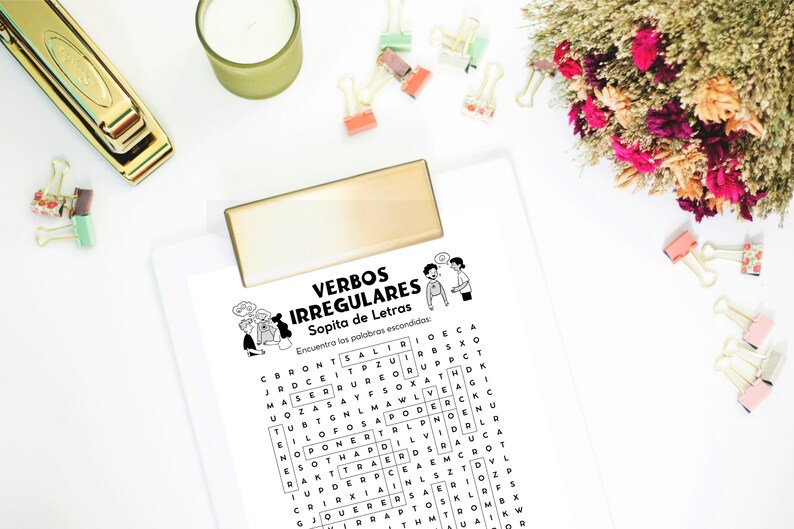 Spanish Irregular Verbs Word Search – Printable Educational Puzzle PDF ...