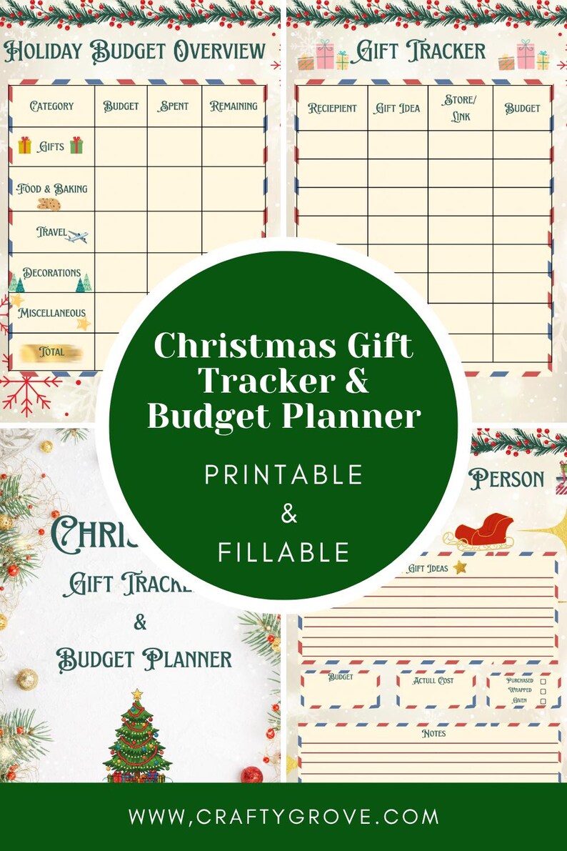 Christmas Gift Tracker Printable | Holiday Budget Planner | Digital ...