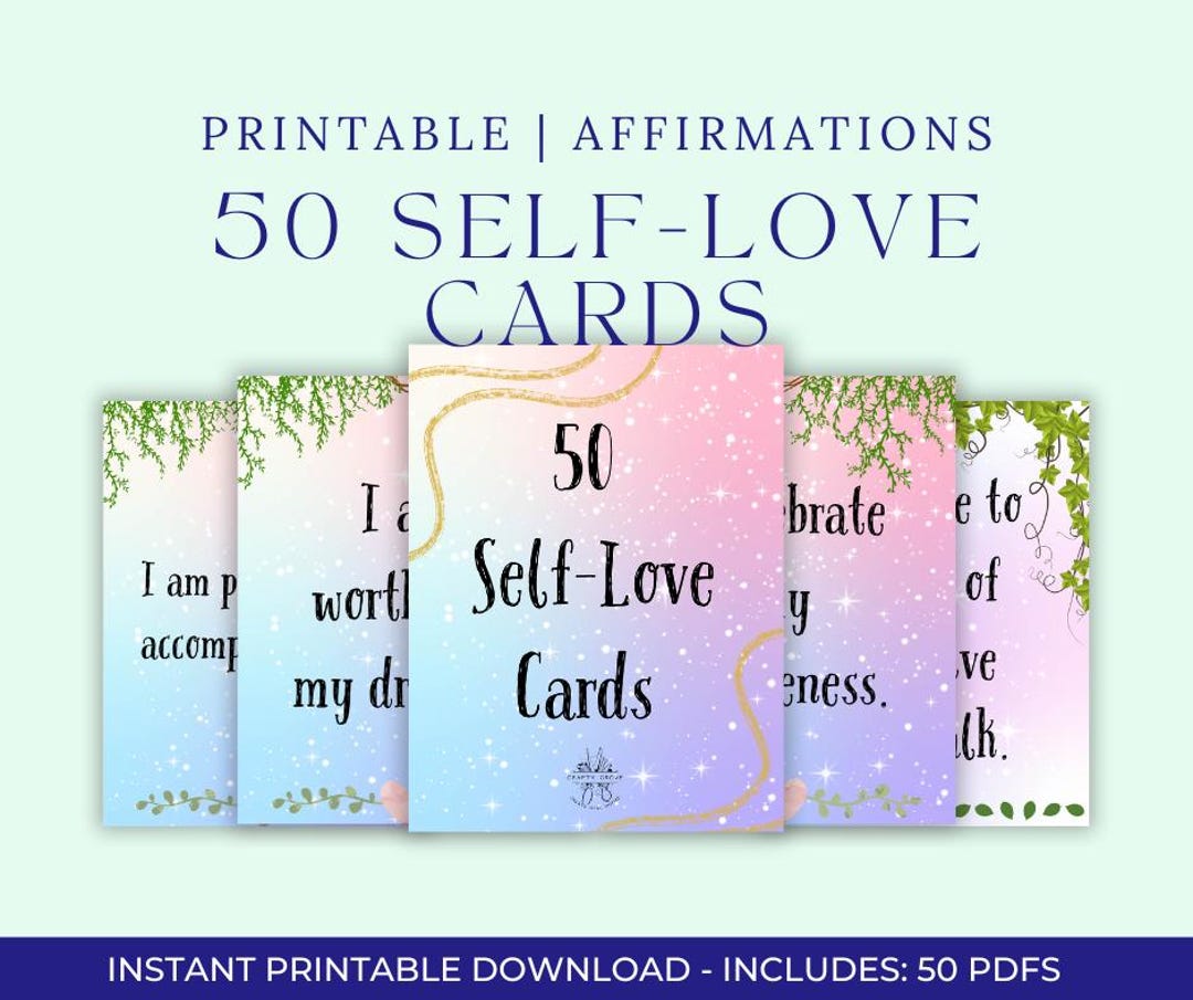 50 Self-love Affirmation Cards: Printable Positive Mindset (digital ...