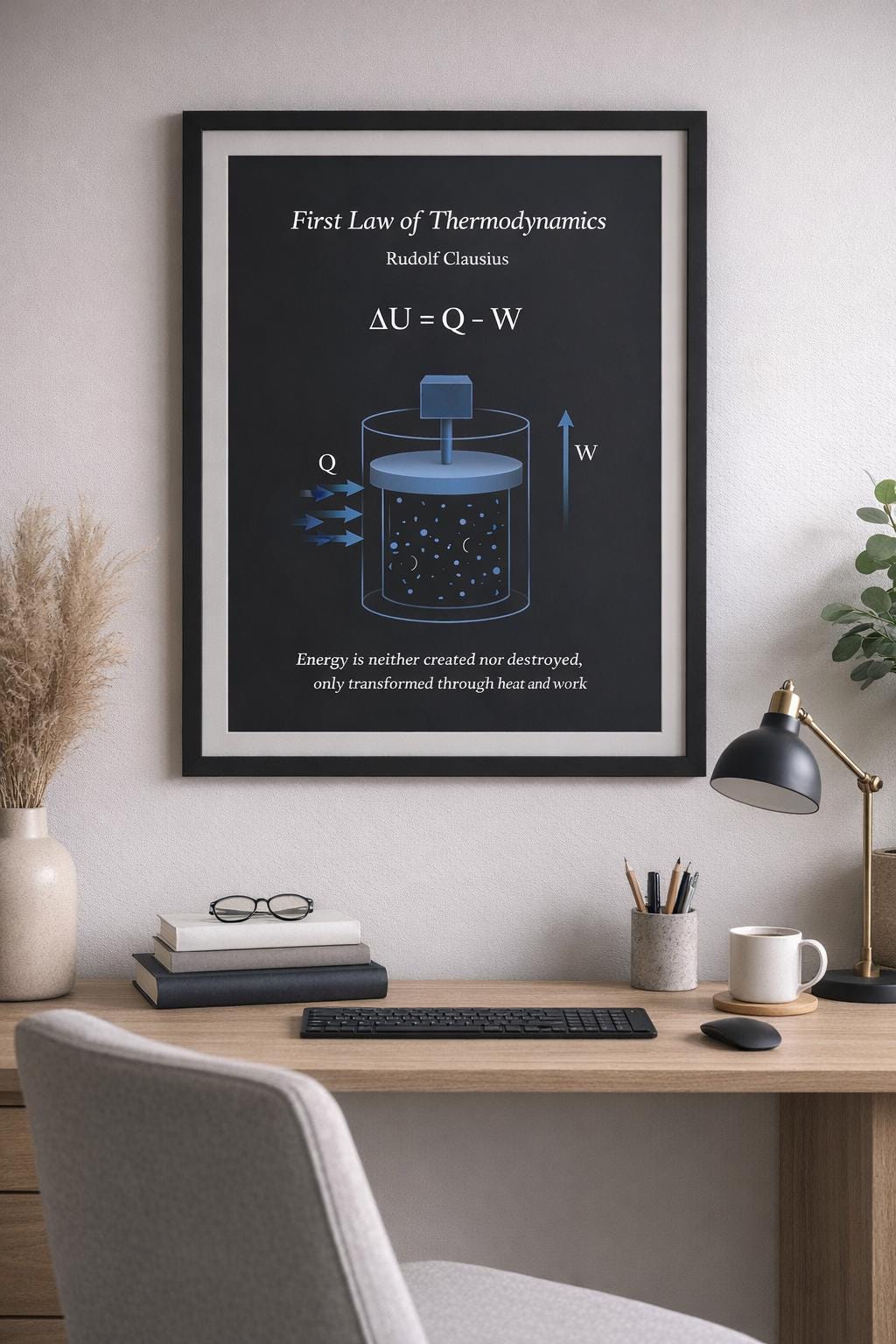 Physics Science Equation Print – First Law of Thermodynamics Minimalist ...