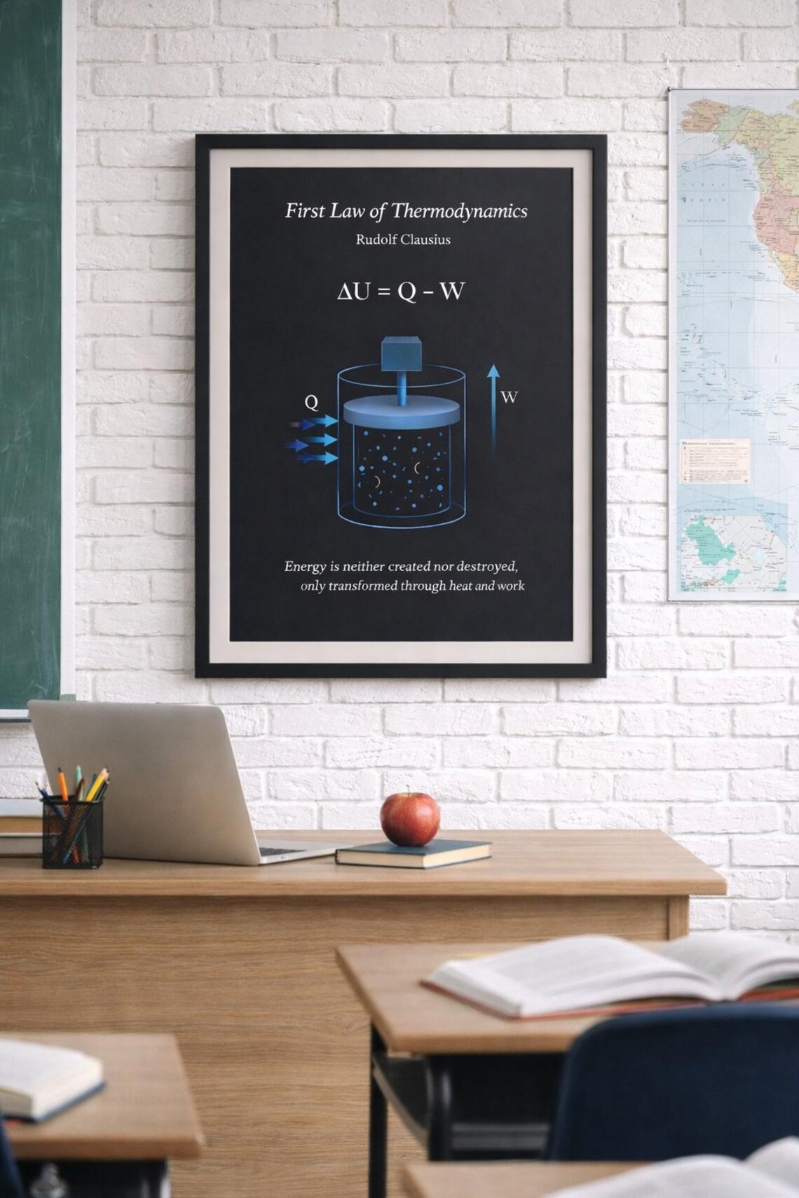 Physics Science Equation Print – First Law of Thermodynamics Minimalist ...