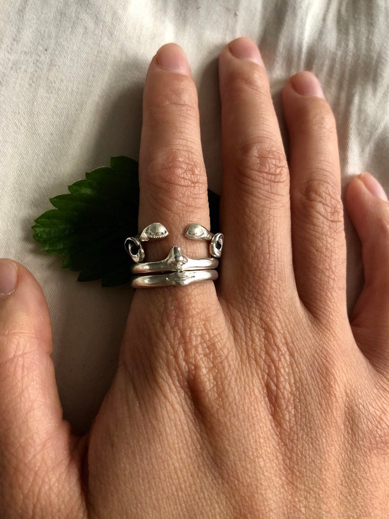 Closed Eyes Boho Silver Face Ring Face Stack Ring Unique Ring | Etsy