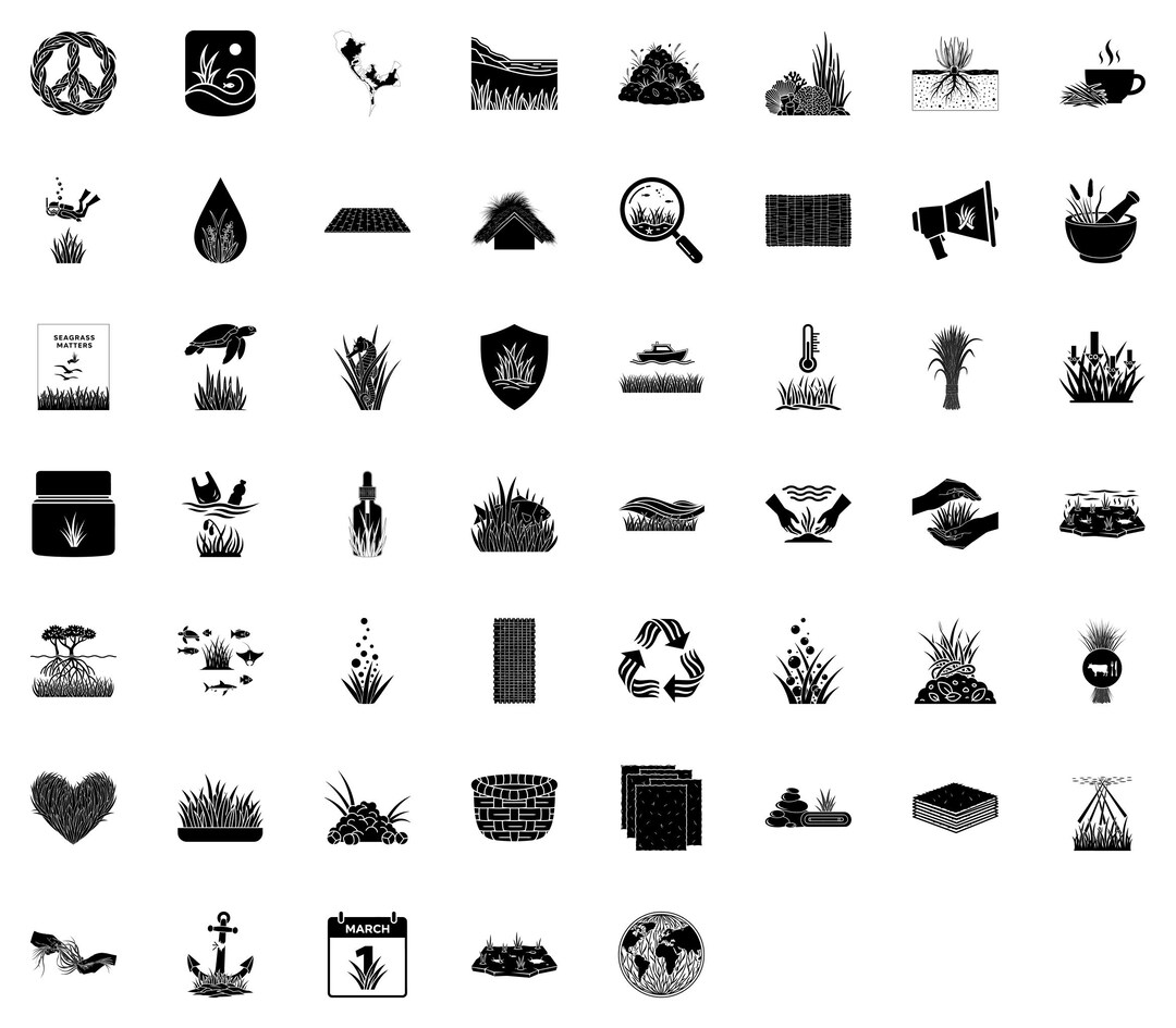 World Seagrass Day March 1st Black Filled Icons Pack – SVG, PNG, JPG - Etsy