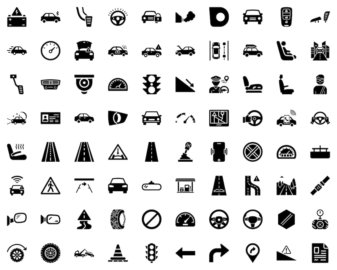 Automotive SVG Icon Pack: 80+ Car Dashboard & Driving Symbols - Etsy