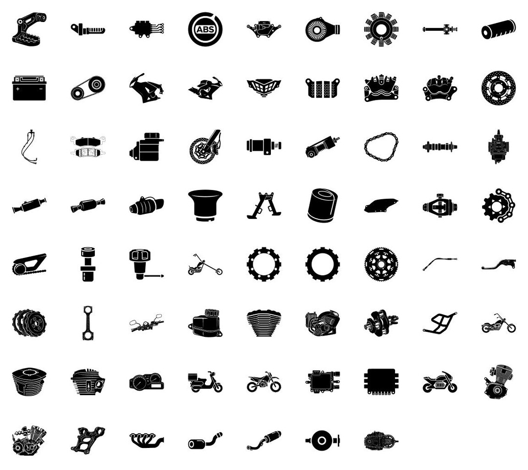 Motorcycle Parts Icons | 190+ Engine, Frame, Electrical SVG PNG JPG ...