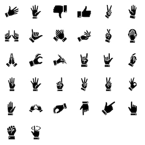Hand Gesture Icons SVG Bundle: Vector Files for Cricut & Silhouette ...