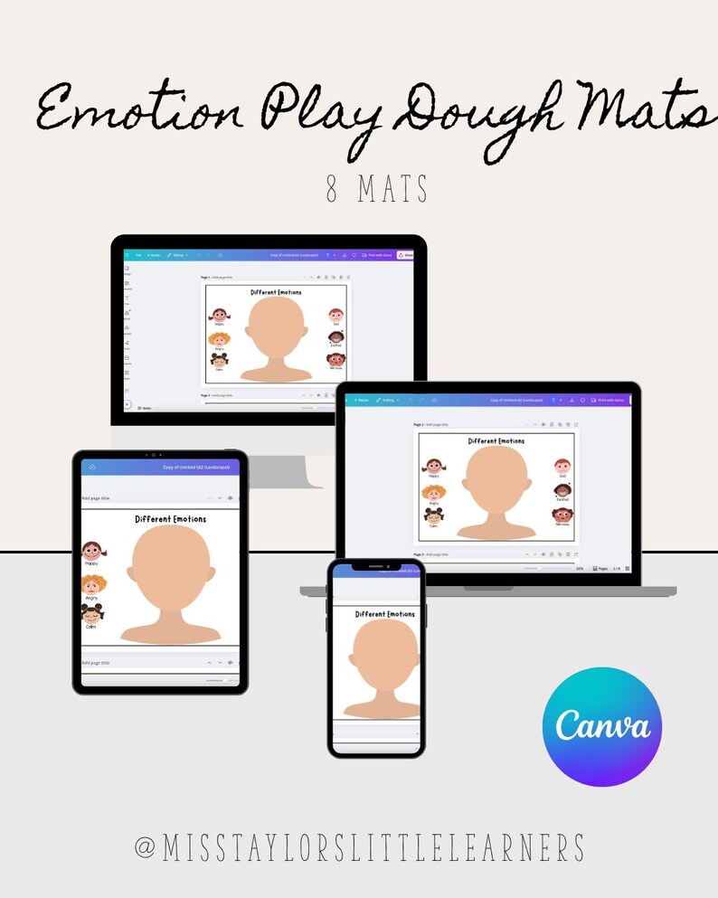 Emotion Play Dough Mats | Canva Resource - Etsy