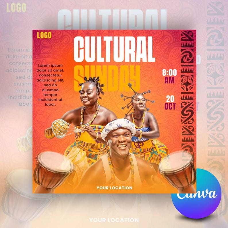 African Drumming Art Poster | Customizable Music Event Flyer | Instant ...