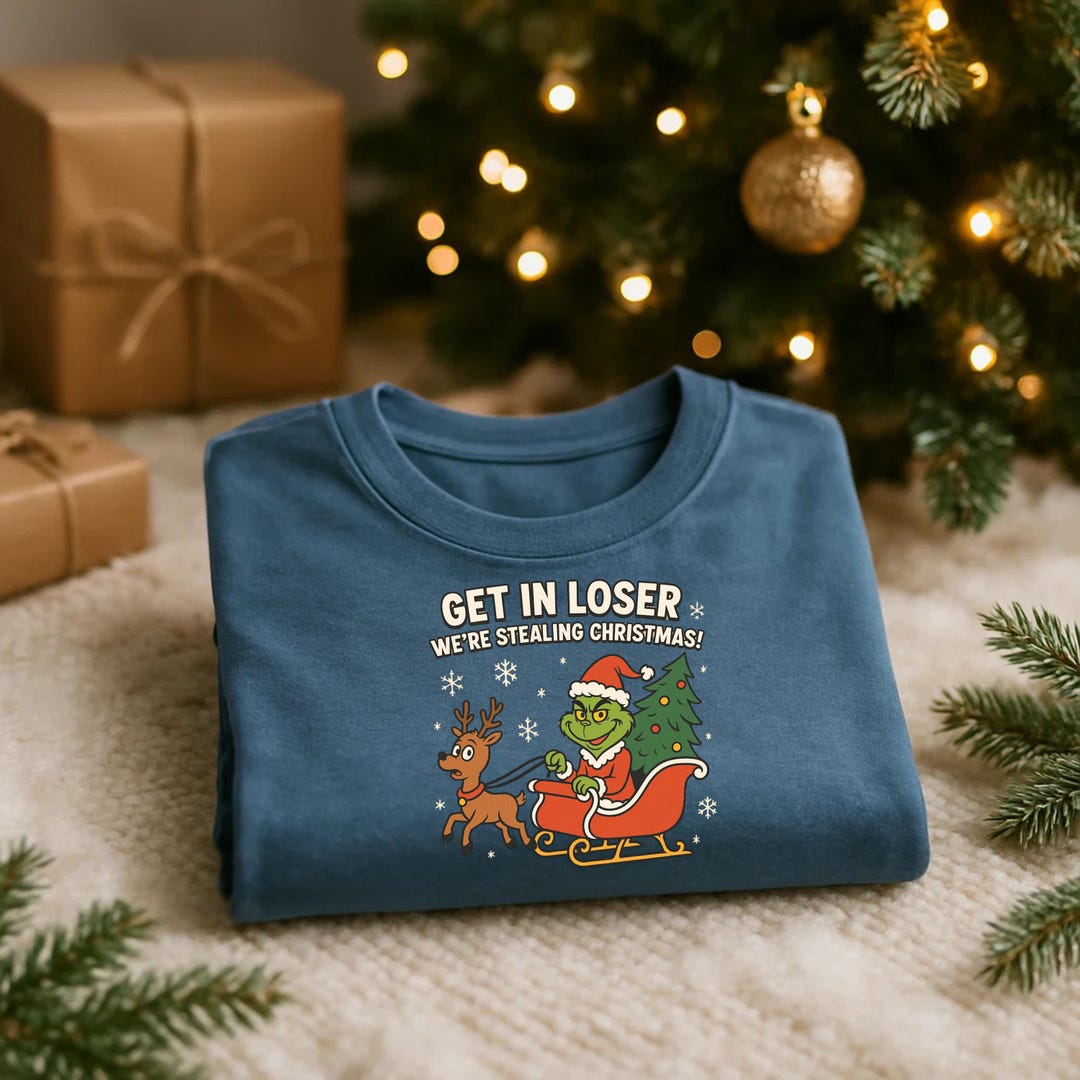 Funny Grinch Christmas Tee | Get in Loser Graphic Holiday Shirt - Etsy