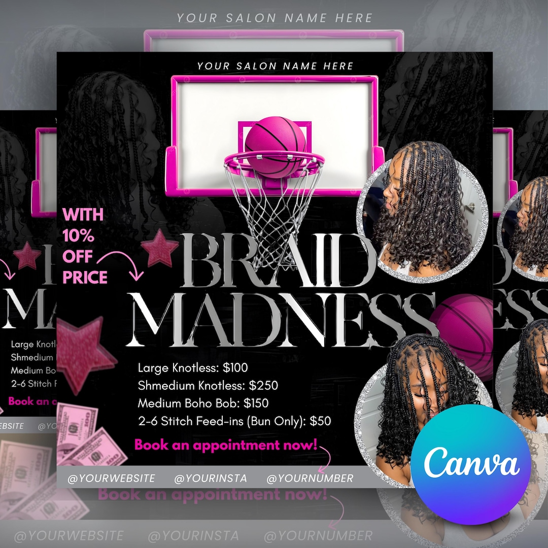 Hair Salon Promo Flyer Template | Customizable Flyer | Braids ...