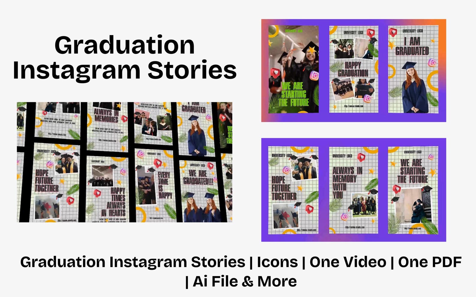 Graduation Instagram Story Templates: Editable Photoshop (digital ...