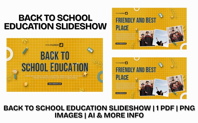 Back to School Slideshow Template | Editable PNG | Graduation and ...