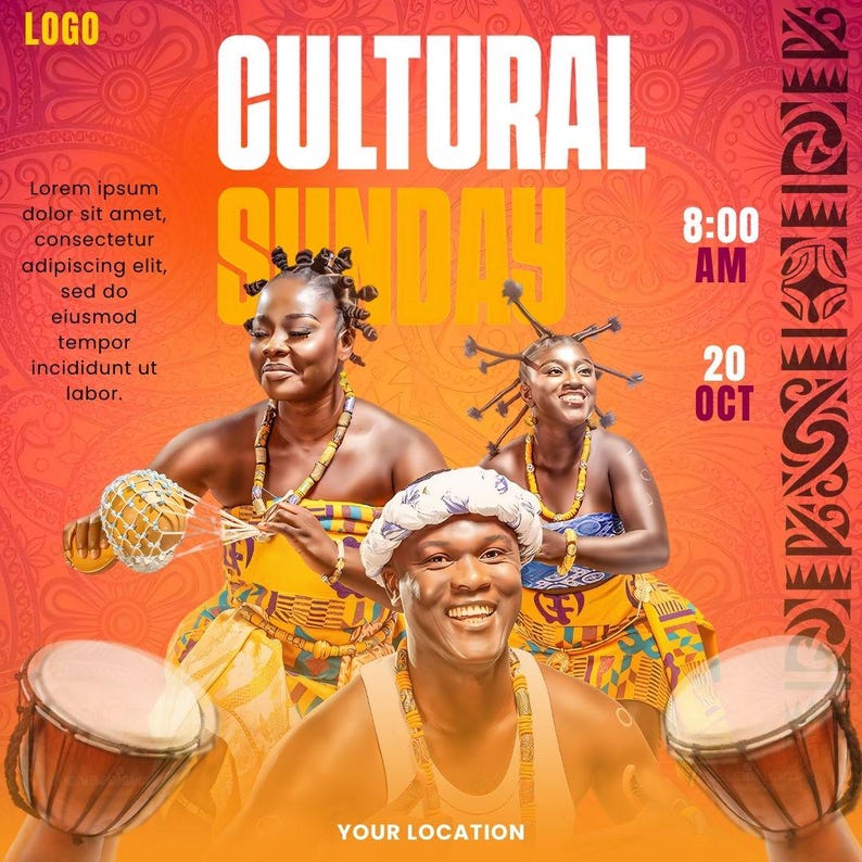African Drumming Art Poster | Customizable Music Event Flyer | Instant ...