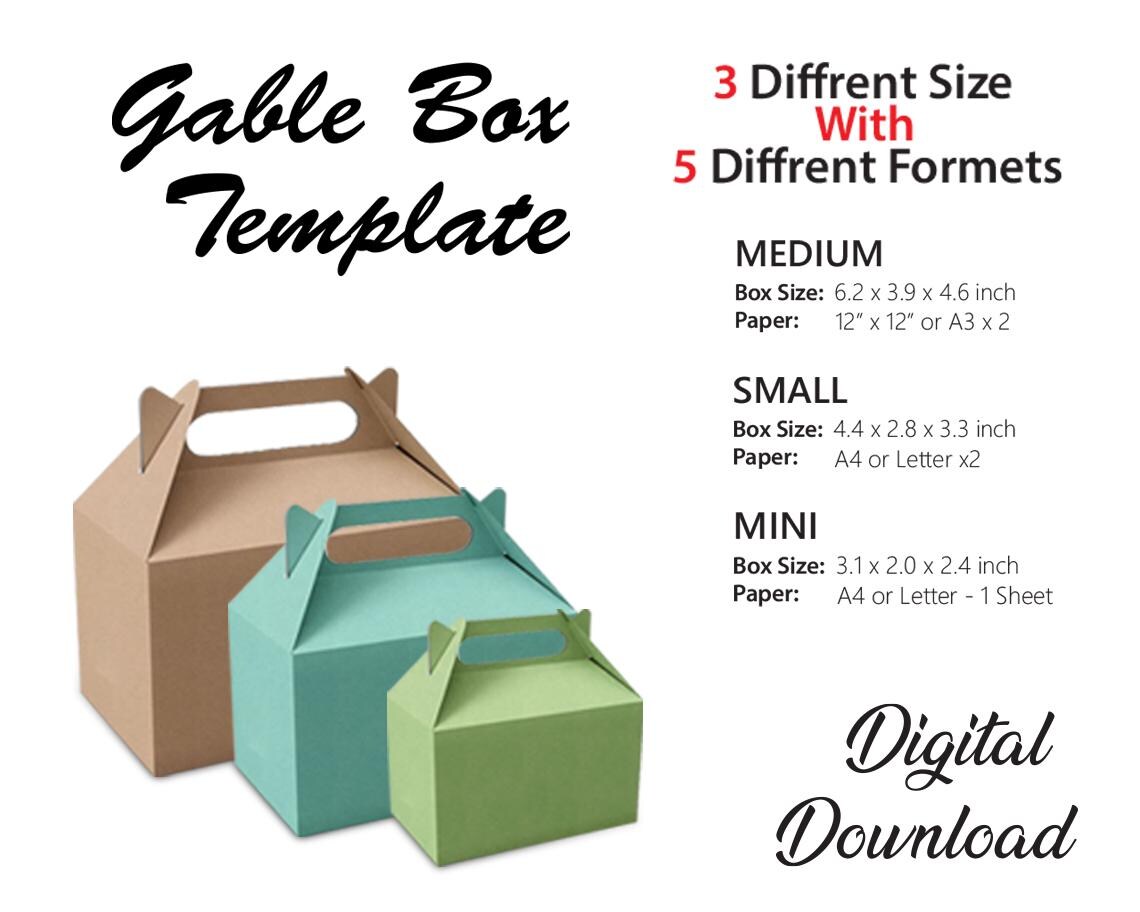 Gable Box Template Bundle, Favor and Gift Box SVG (digital Download ...