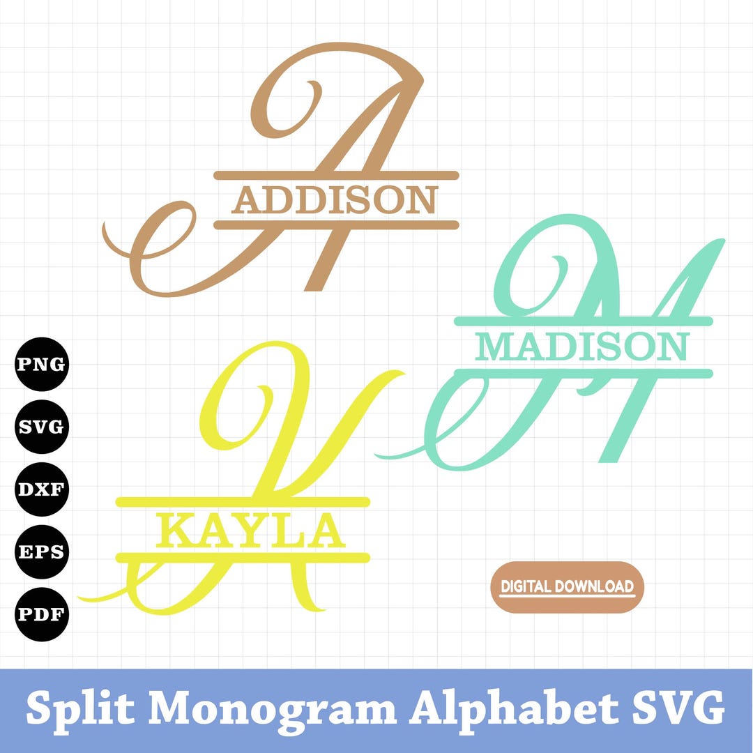 Split Monogram SVG, Custom Monogram, Personalized SVG, Name Monogram ...