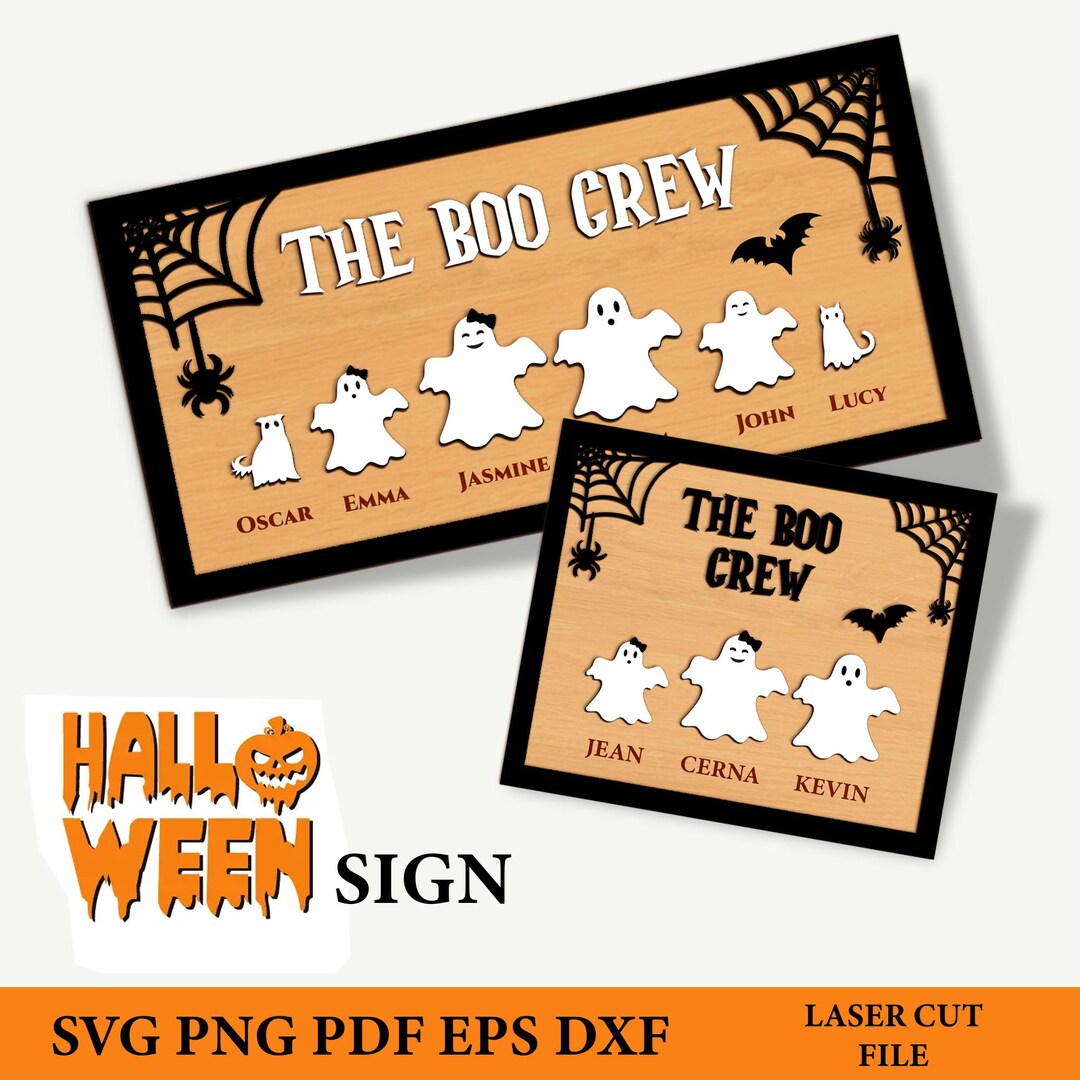 Halloween Ghost Family Sign Svg, Boo Crew SVG, Ghost SVG, Halloween ...