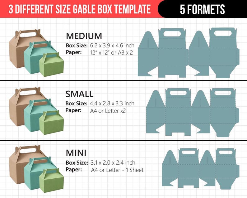 Gable Box Template Bundle, Favor and Gift Box SVG (digital Download ...