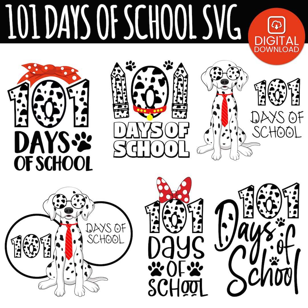 101 Days of School SVG Bundle, Dalmatian Theme SVG, Kindergarten ...