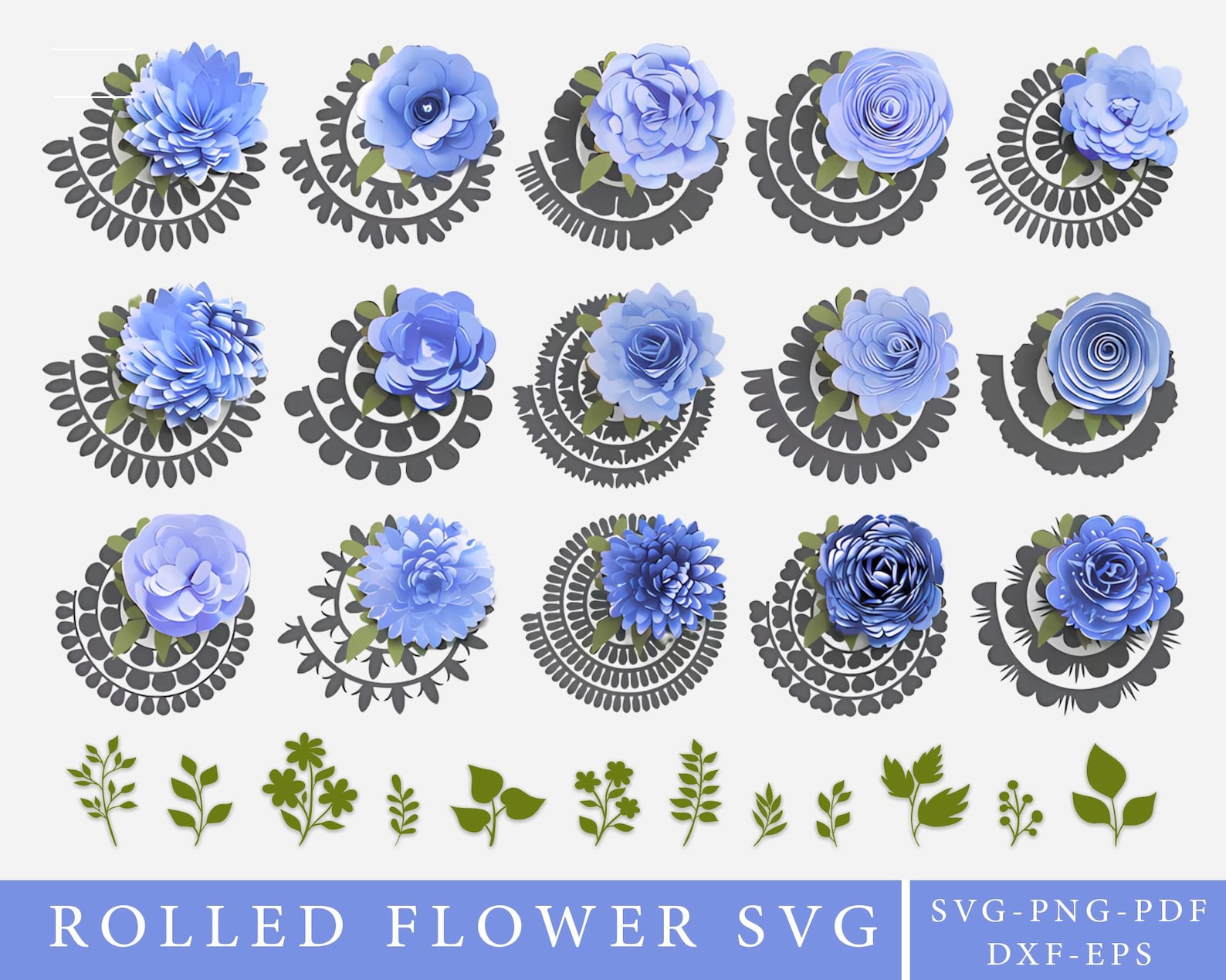 Rolled Paper Flower Svg, Ultimate Paper Flower Template Svg Bundle ...