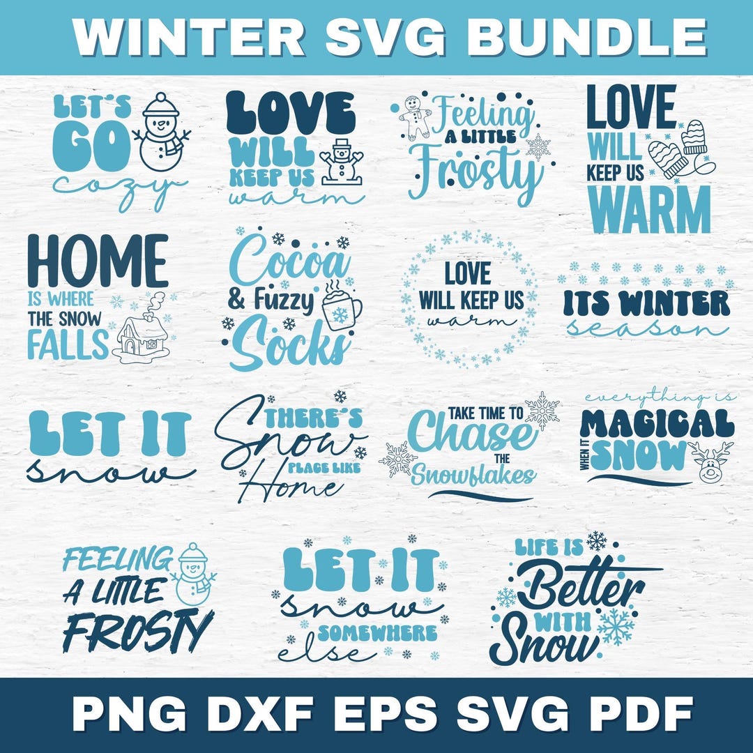 Winter Svg Bundle, Winter Clipart, Winter Quotes Svg, Snowman Svg ...