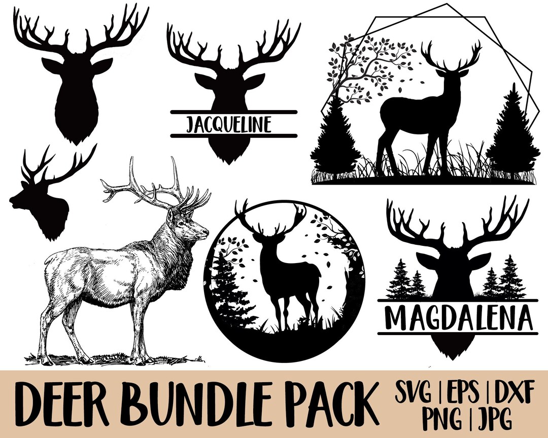 Deer Hunting Name Frame Sign Svg Bundle, Hunting Monogram Frame ...