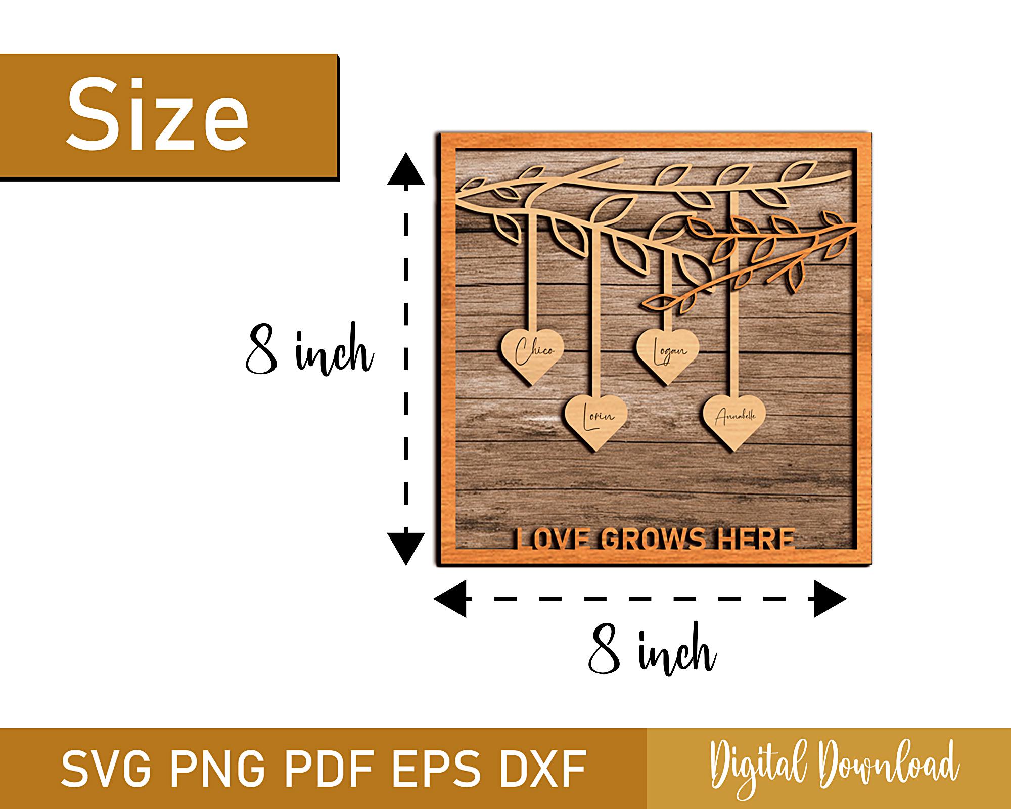 Family Tree SVG - Custom Wood Frame SVG, Personalized Family Tree Art ...
