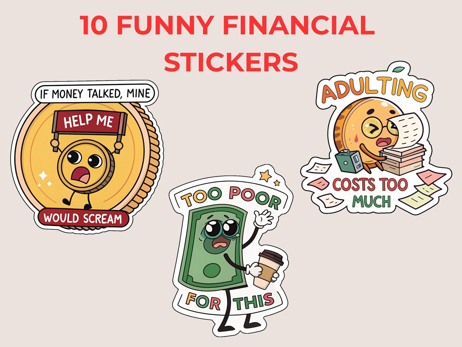Kawaii Budget Planner Stickers – Funny Money Saving Tracker | Digital ...