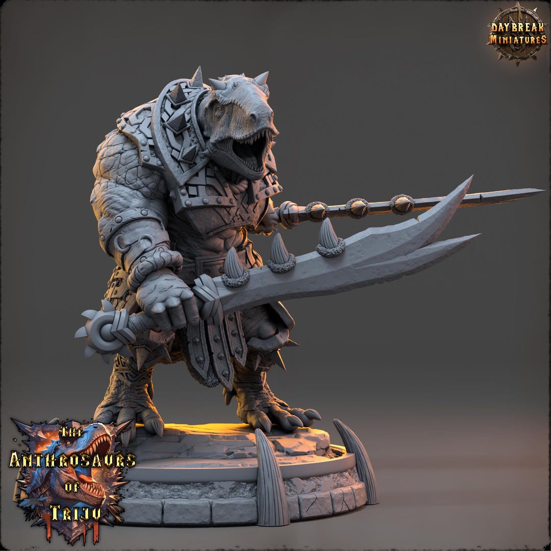 Anthrosaur Fighter Miniature | Dnd Minis | RPG | Fantasy Gaming | Role Playing | Tabletop ...