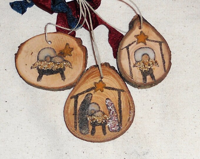 Set of 3 Nativity Christmas Tree Ornaments Creche Original - Etsy