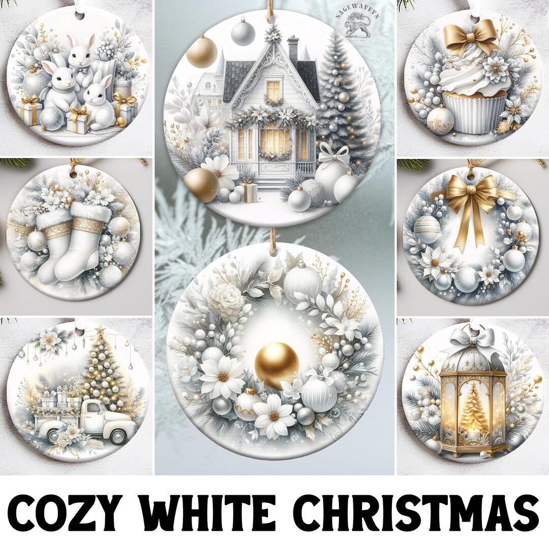 20+ White Christmas Ornament Designs, Cozy White Christmas Sublimation ...