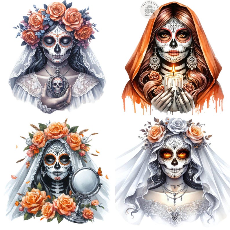 Day of the Dead La Llorona Clipart Bundle, La Catrina Png, Mexican ...