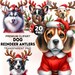 20+ Christmas Dog Clipart Bundle, Watercolor Dog Reindeer Antlers ...