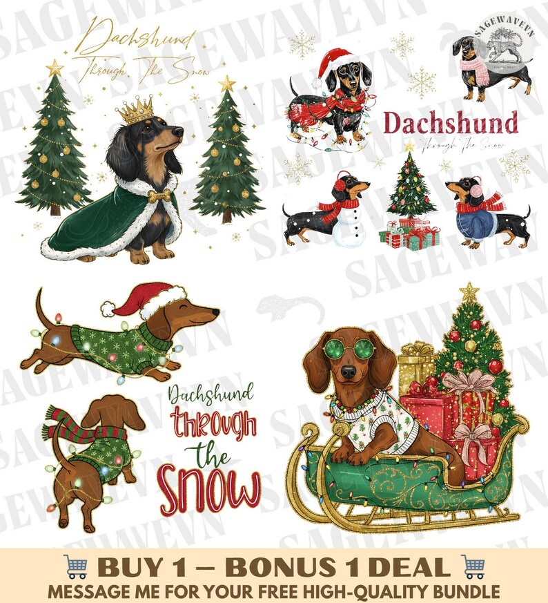 20+ Christmas Dogs Png Bundle, Christmas Dachshund Png Bundle, Through ...