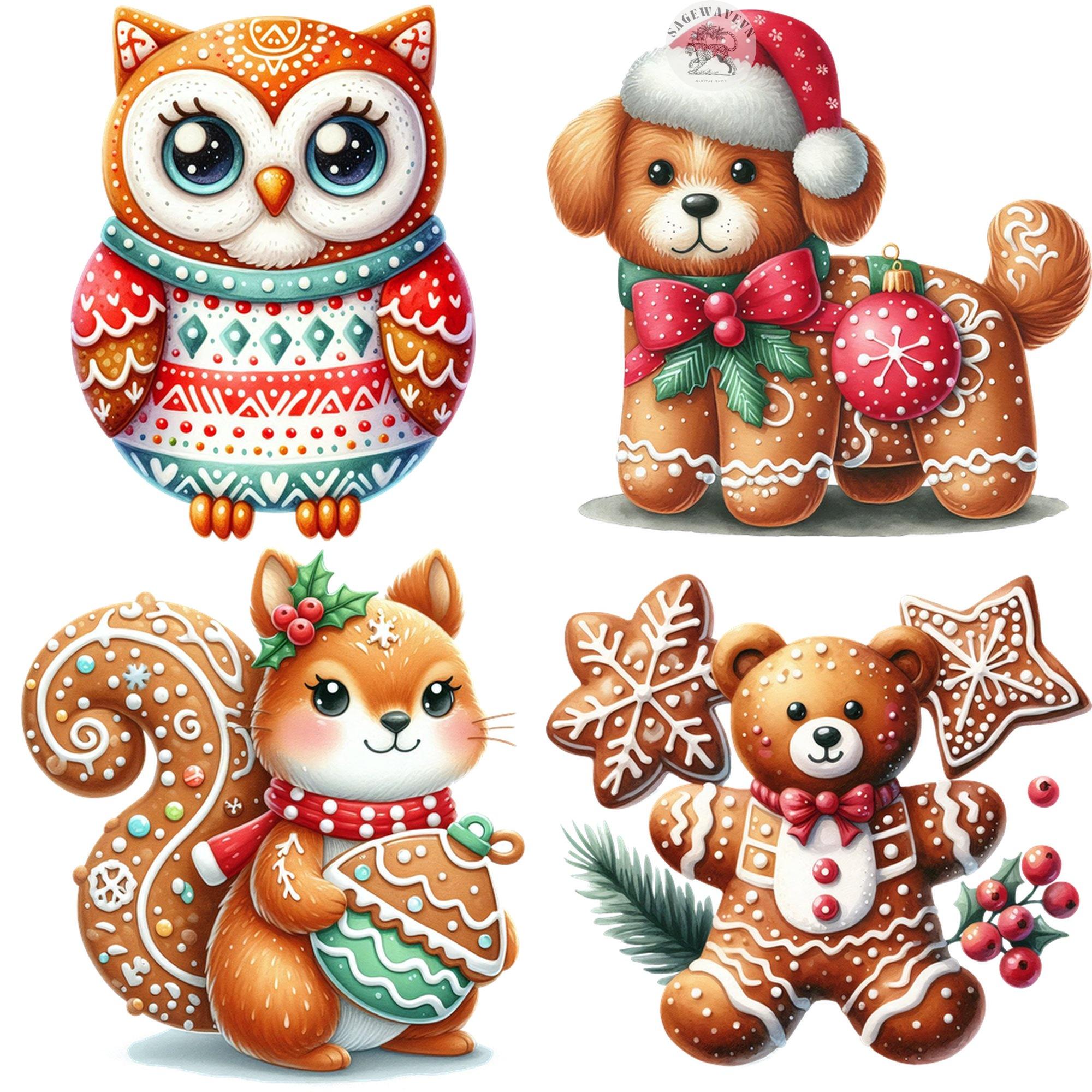 20+ Gingerbread Animals Christmas Clipart Bundle, Watercolor ...