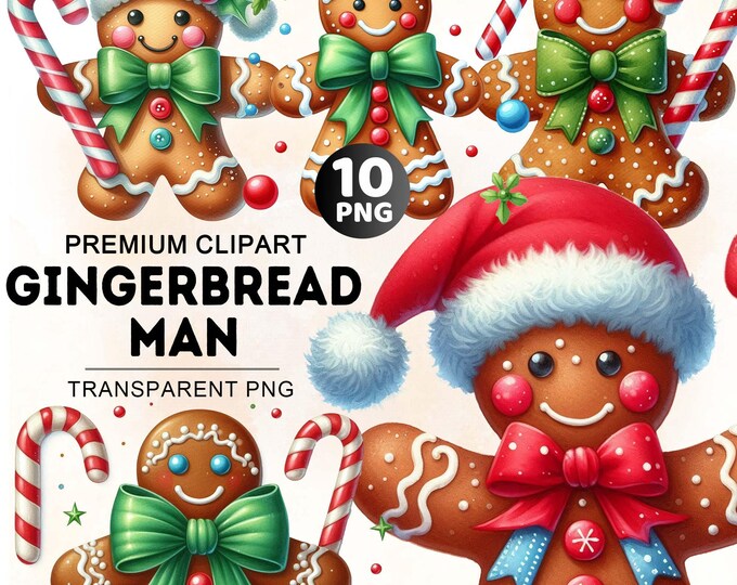 Gingerbread Men Clipart Bundle, Christmas Designs Png Graphics ...