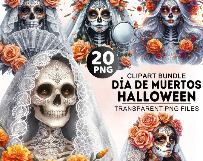 Day of the Dead La Llorona Clipart Bundle, La Catrina Png, Mexican ...