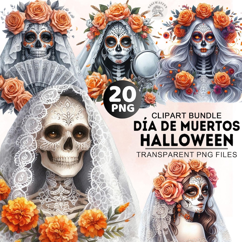 Day of the Dead La Llorona Clipart Bundle, La Catrina Png, Mexican ...